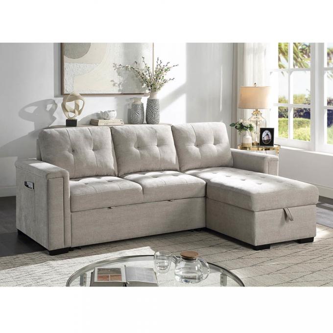 L-Shaped Reversible Sectional Sleeper Sofa with Pull-Out Bed and ...